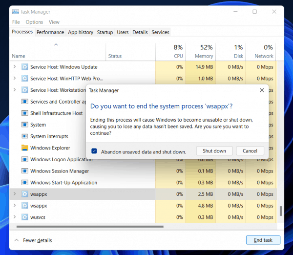 What is WSAPPX in Windows 11: Fix High CPU Disk Usage