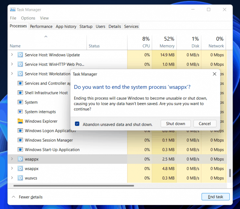 What is WSAPPX in Windows 11: Fix High CPU Disk Usage
