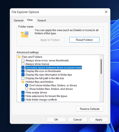 How to Turn On/Off Windows 11 File Explorer Compact View