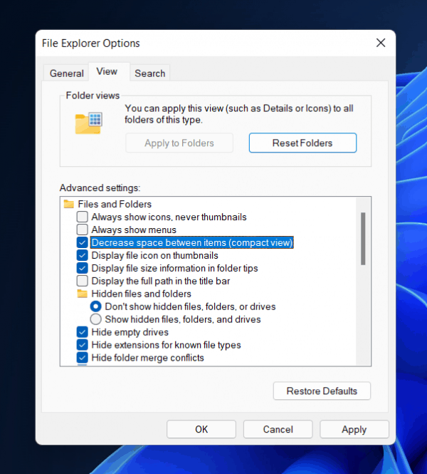 How to Turn On/Off Windows 11 File Explorer Compact View