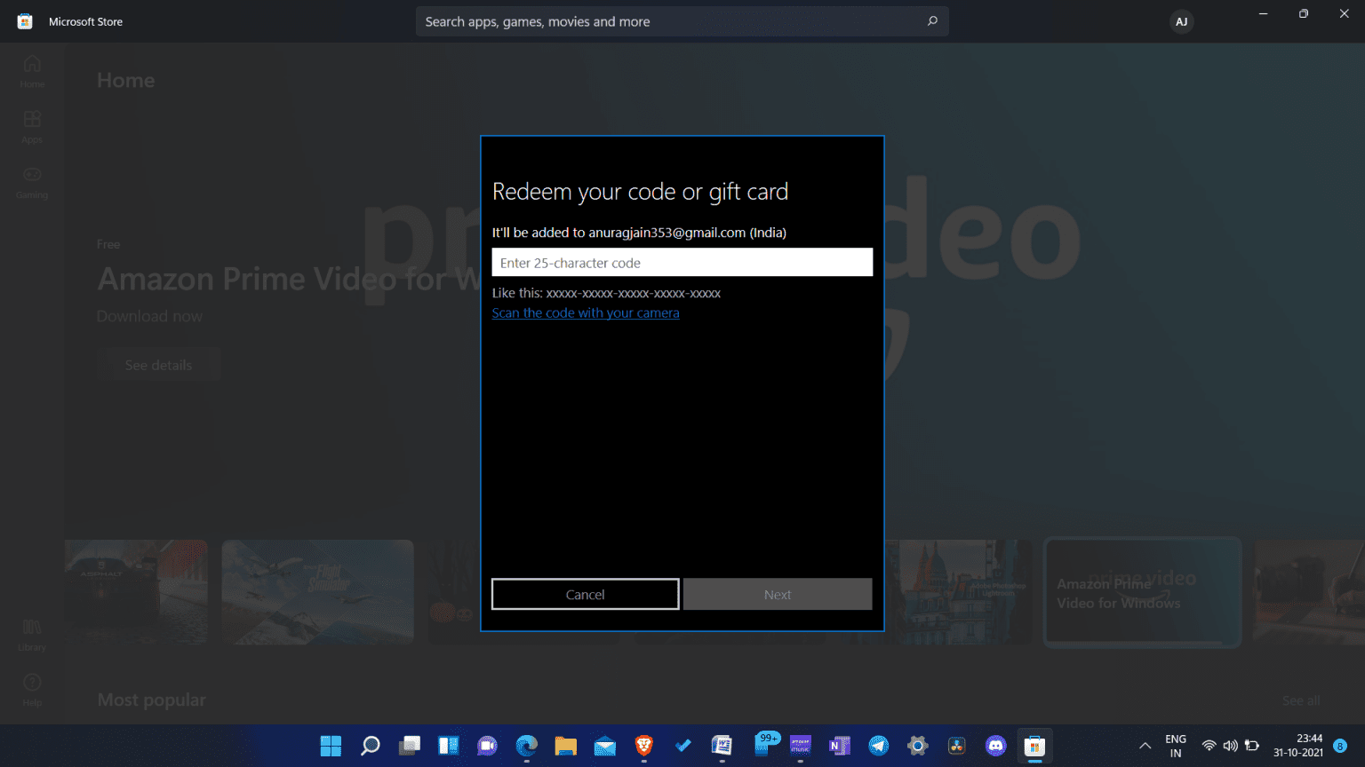 How to Redeem Codes or Gift Cards in Microsoft Windows 11