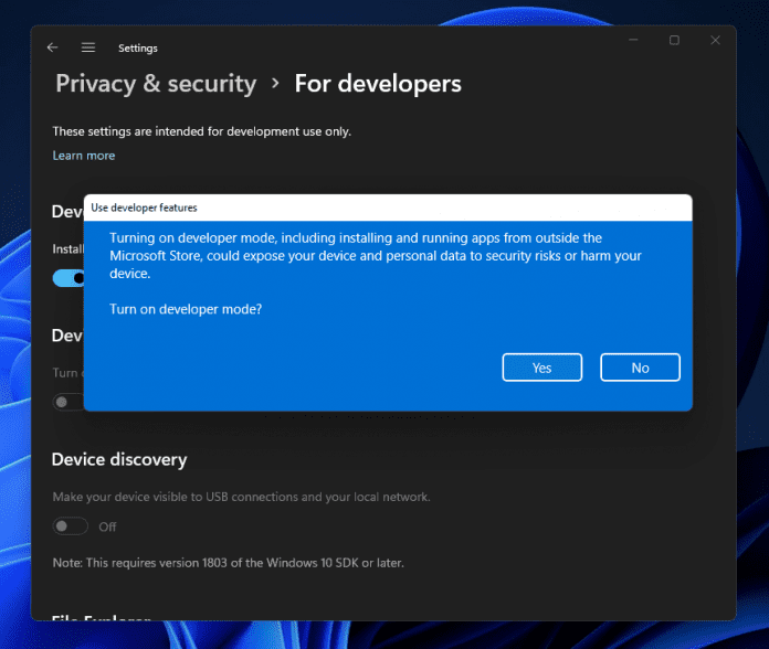 How to Enable or Disable Developer Mode in Windows 11
