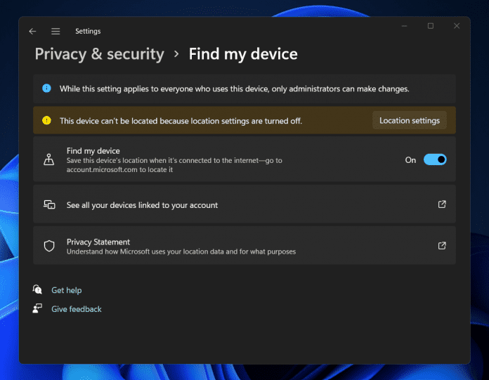 How to Enable or Disable Find My Device in Windows 11