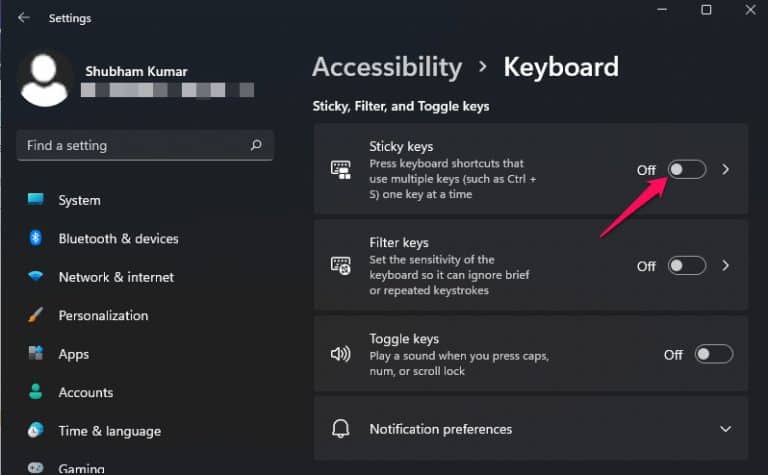 How to Turn Off Sticky Keys on Windows 11