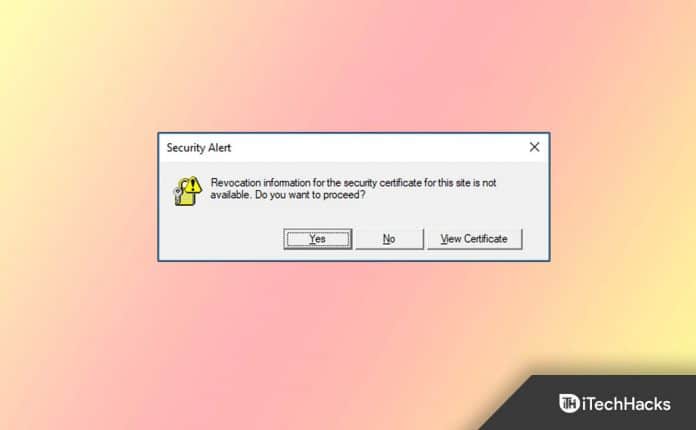 How to Fix Revocation Information for the Security Certificate for this ...