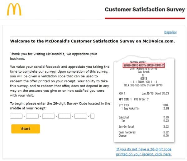 McDVOICE.com McDonald’s Customer Satisfaction Survey Process 2025