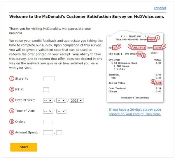 McDVOICE.com McDonald’s Customer Satisfaction Survey Process 2025