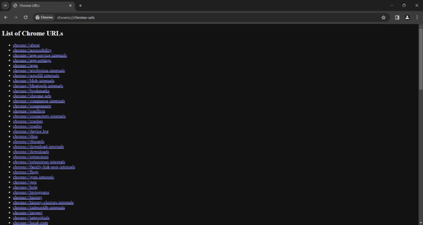 Top 50 List of Chrome URLs for Internal Built-in Pages 2025