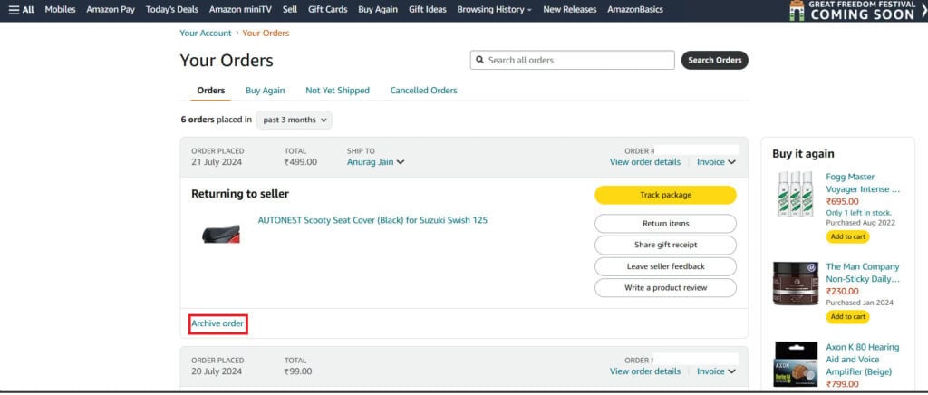 How to Archive Amazon Orders on App and PC 2025